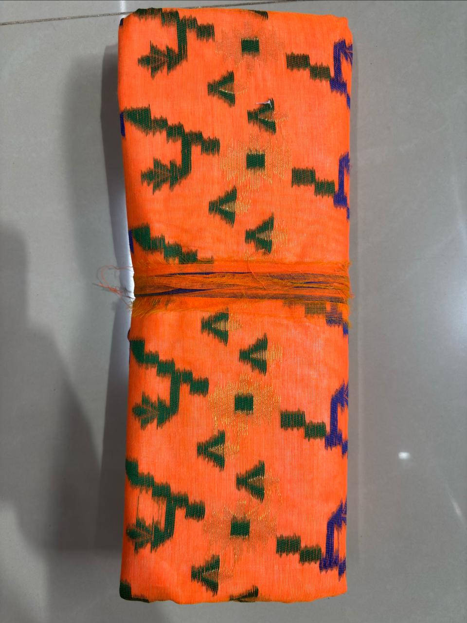 Lota Pata Design Jamdani Orange - Manisha Saree Centre