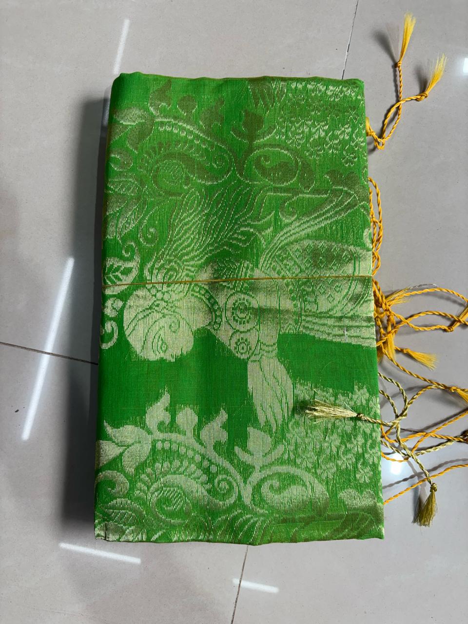 Premium Putul Work Design Vibrant Green - Manisha Saree Centre