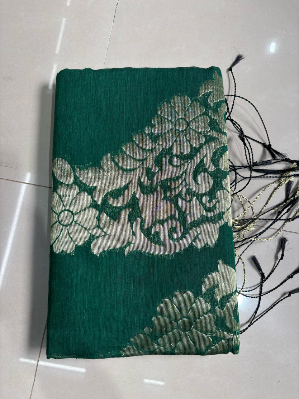 Premium Putul Work Design Dark Green - Manisha Saree Centre