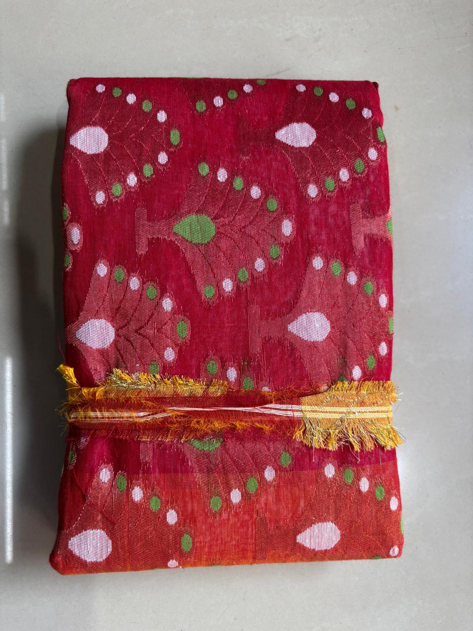 Beautiful Tussore Design 3 Red - Manisha Saree Centre