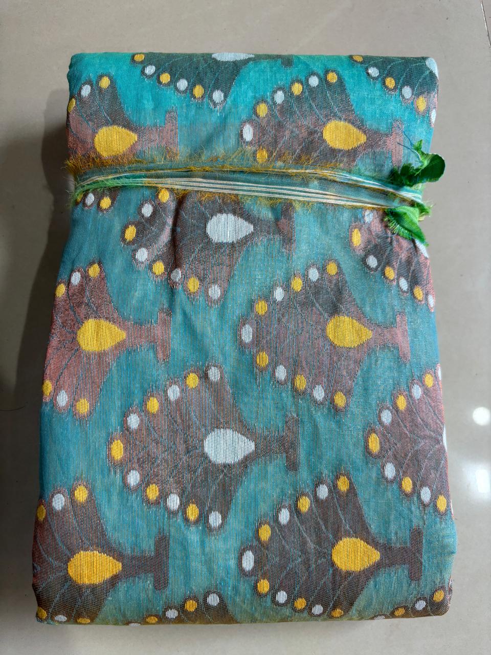 Beautiful Tussore Design 3 Teal - Manisha Saree Centre