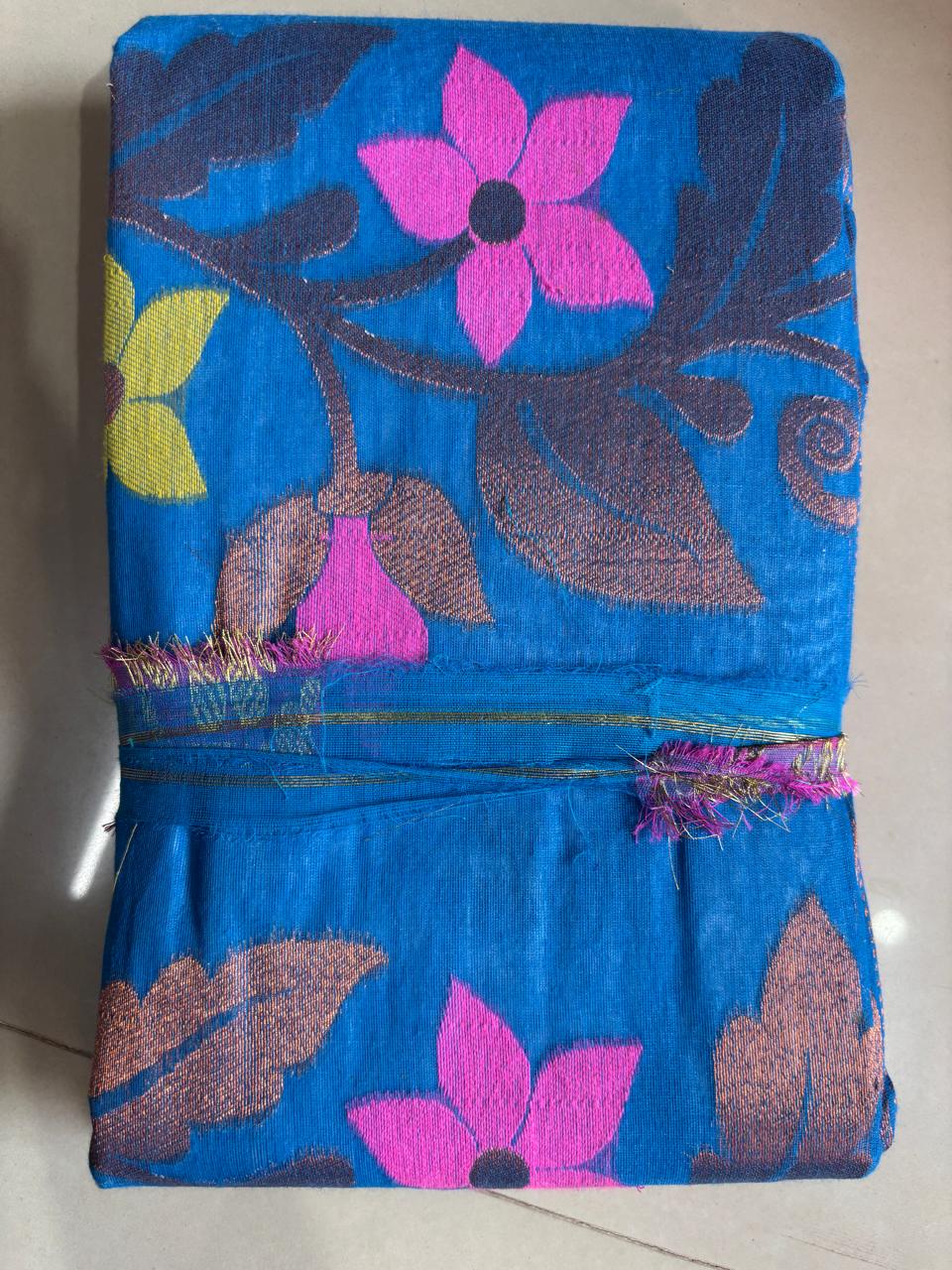 Beautiful Tussore Design 5 Blue - Manisha Saree Centre