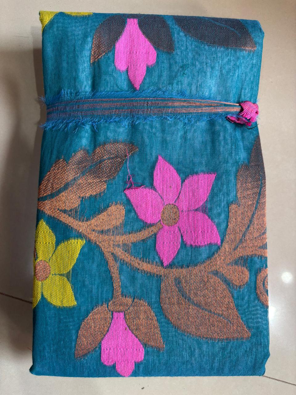 Beautiful Tussore Design 5 Aqua Blue - Manisha Saree Centre